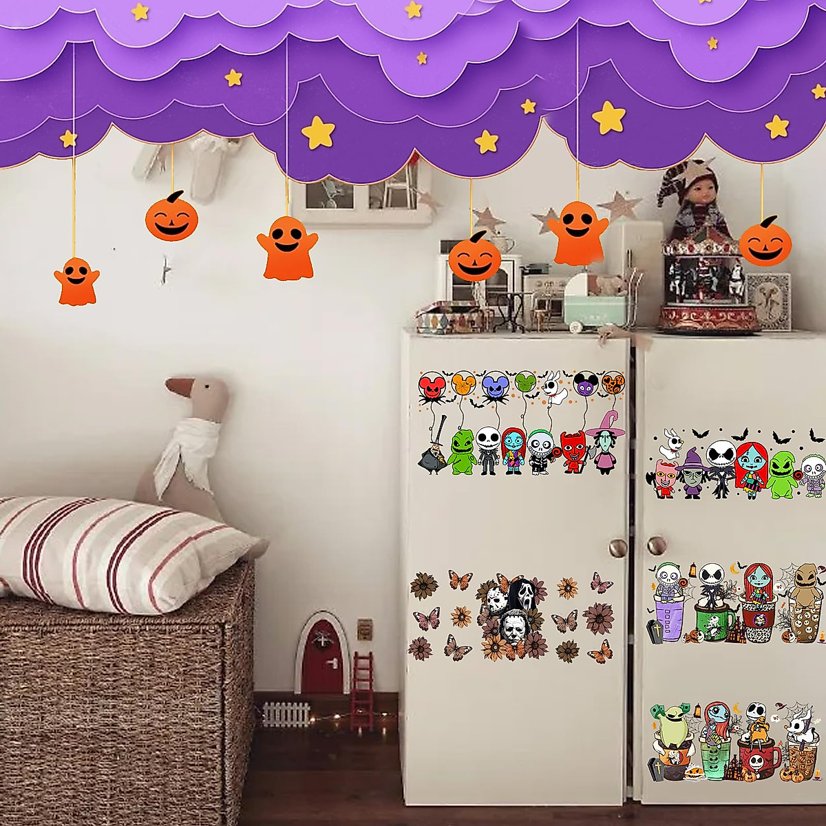 UV DTF Cup Wrap Transfer Stickers for Glass, 9 Sheet Cartoon Rub on Transfers for Crafting, UV DTF Transfer Waterproof Sticker for 16OZ Libbey Glass Cups Furniture Craft Wood DIY Crafts (Jack＆Rose)