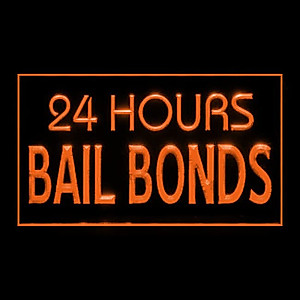 190197 24 Hours Bail Bonds Professional Service Office Shop Open Display LED Light Neon Sign (16" X 12", Orange)