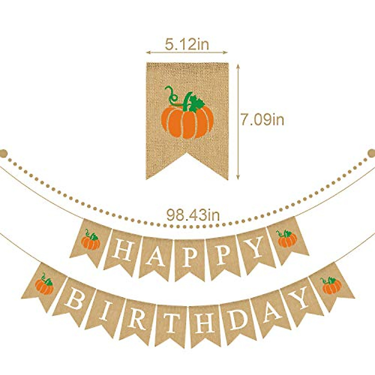 Rainlemon Jute Burlap Happy Birthday Banner with Pumpkin Rustic Fall Autumn Birthday Party Garland Decoration