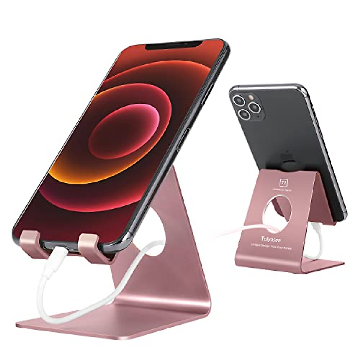 Toiyason Cell Phone Stand, Aluminum Desktop Stand Phone Holder, Cradle, Dock, Compatible with All 4-8inch Phones, Office Kitchen Traveling Accessories New (Purple)