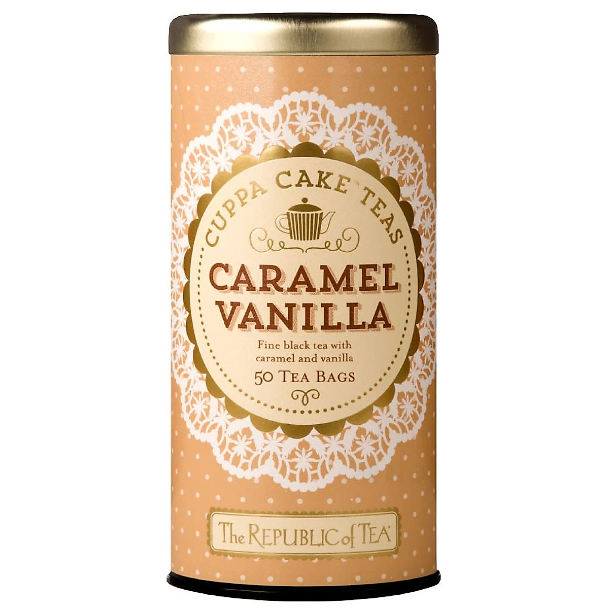 The Republic of Tea Caramel Vanilla Cuppa Cake, 50 Tea Bags, Blended Fine Black Tea, Gluten-Free