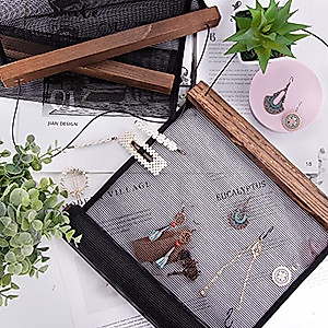 FEQO Earring Holder Wall Mounted Earring Wall Organizer Earring Hanger Wall Hanging Earring Organizer Wall Jewelry Organizer with 20 Pieces S Shape Black Hooks (24 x 12 inch)