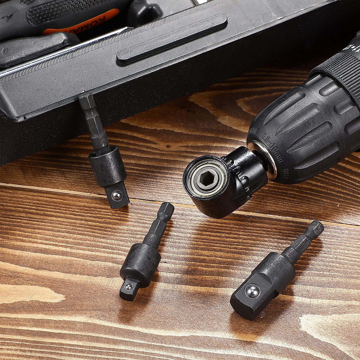10 Pcs Drill Bit Sockets Adapter Extension Set Including Power Drill Adapters 360 Degree Rotatable Hex Shank Drill Adapters 105 Degree Angle Screwdriver Drill Bit for Household Workplace Industry