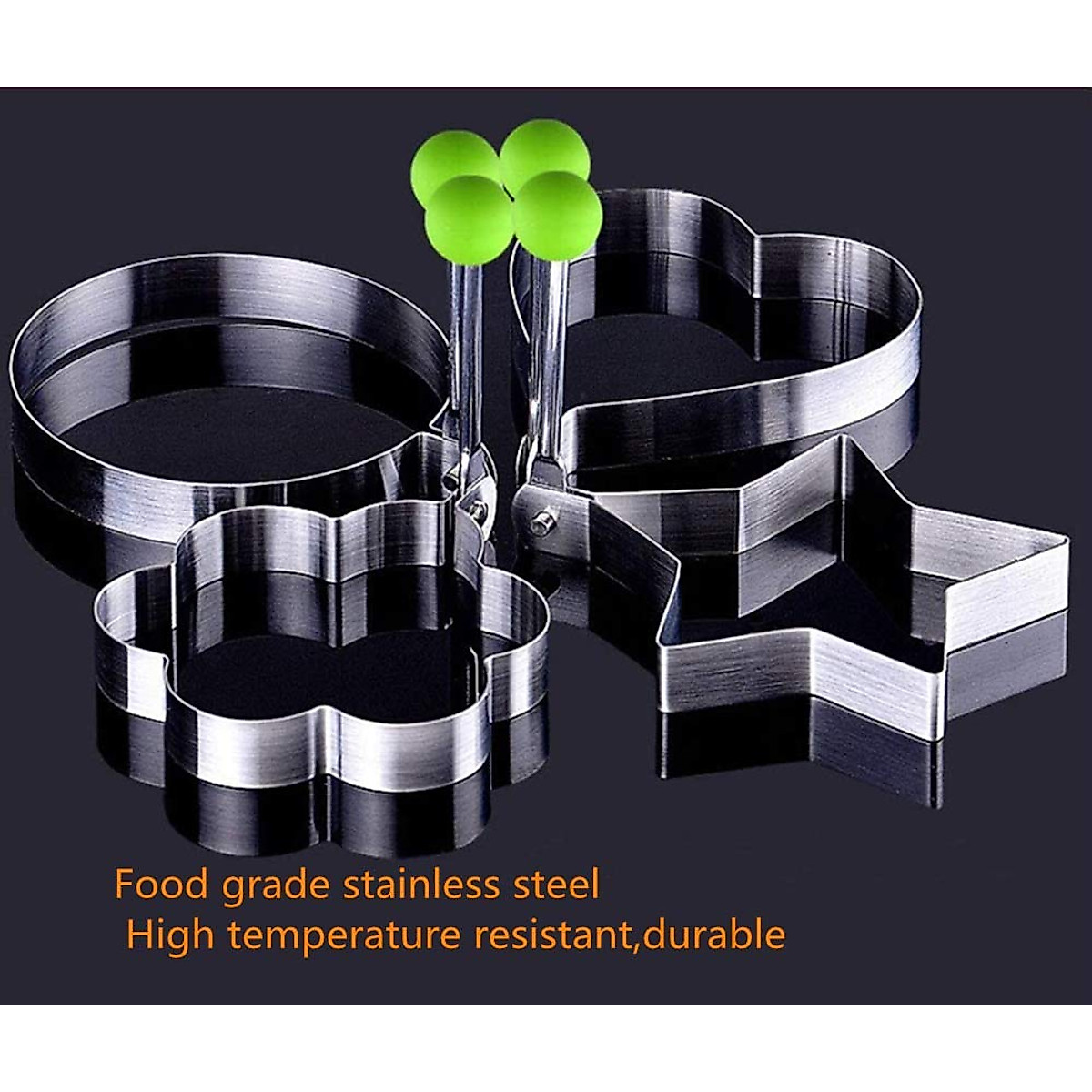 Fried Egg Mold Ring Set of 10 - Stainless Steel Non-Stick Egg Shaper Ring