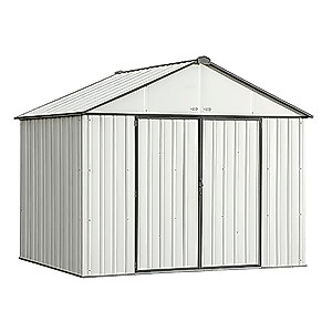Arrow 10' x 8' EZEE Shed Cream with Charcoal Trim Extra High Gable Steel Storage Shed