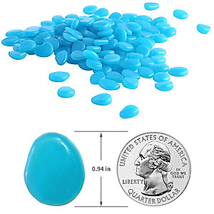 GLOCARNIVAL Glow Pebbles, 480 pcs Blue Glowing Rocks for Outdoor Decor, Garden Lawn Yard, Aquarium, Walkway, Fish Tank, Pathway, Luminous Pebbles Powered by Light or Solar