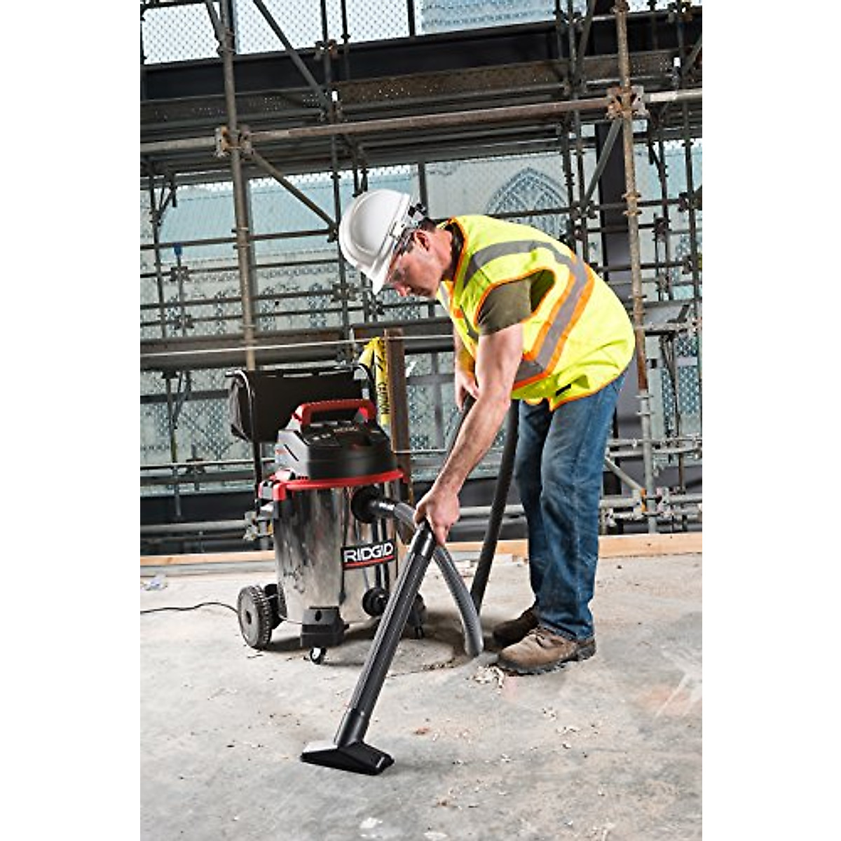 RIDGID 50353 1610RV Stainless Steel Wet Dry Vacuum, 16-Gallon Shop Vacuum with Cart, 6.5 Peak HP Motor, Large Wheels, Pro Hose, Drain, Blower Port