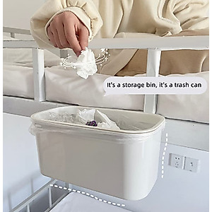 2 Pack White Hanging Cup Holders,10x5x4.5"Trolley Basket Storage,Rolling Cart Accessories Hanging Buckets Hanging Bins,Plant Containers,Storage Bucket,Make Up Pencil Holder,Kitchen Storage Container