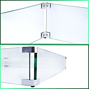 vchin Fire Pit Wind Guard, 17.5 Square Fire Pit Glass Wind Guard Made of Clear Tempered Glass. The Glass Firepit Wind Guard Set with Assembly Instructions, Free Screwdriver. Easy to Install