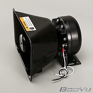 BooYu 200 Watt Rectangle High-Performance PA Siren Horn Speaker [8 Ohms] [125-135 dB] [IP66 Waterproof] [Compatible with 100-200 Watt Siren System] for Police Car, Ambulance, Fire, Engineer Vehicles