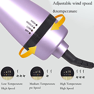 Hair Dryer Brush,Hot Air Brush, Blow Dryer bruch,One Step Hair Dryer and Volumizer with Salon Negative Ionic for Straightening, Professional Brush Hair Dryers for Men and Women (Purple