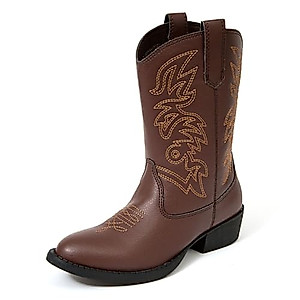 Deer Stags Girls Ranch Western Boot, Dark Brown, 1 Little Kid