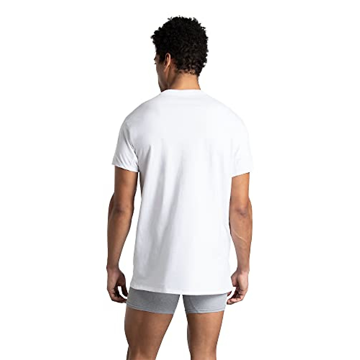 Fruit of the Loom Men's Eversoft Stay Tucked Crew T-Shirt, Regular-6 Pack White-Cotton Mesh Coolzone Underarm, l