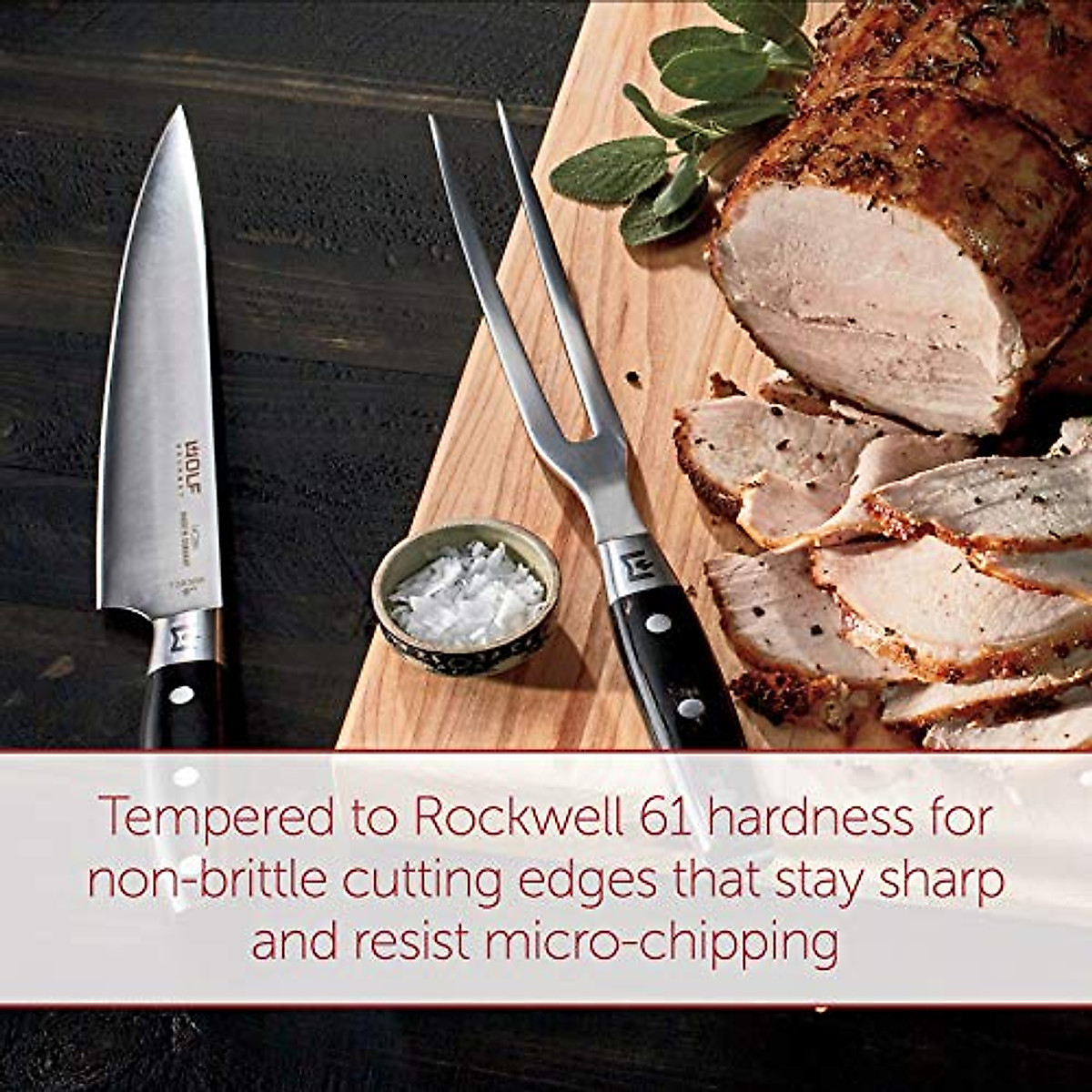 WOLF GOURMET Carving Knife and Fork Set, Ergonomic for Comfort and Control, Forged High-Carbon Stainless Steel, Durable (WGCU211S)