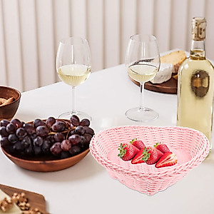 Cabilock Basket Weaving Kit Heart Shaped Basket Plastic Woven Storage Baskets Open Storage Bins Candy Bowl Bread Holder Table Centerpiece for Snack Fruit Candy Pink Basket Weaving