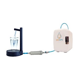 HID SIPS 4L Mini Fridge and Desktop Water Dispenser, Quick Connect attachements Beverage Cooler, 1 HID SIPS Mini Fridge, 1 Beverage Storage Container, 1 Replacable 200 Gallon Water Filter