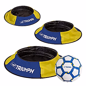 Triumph Sports Backyard Footgolf Set – Includes 3 Targets and 1 Official Size 5 Soccer Ball, Blue