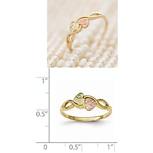 10k Yellow Gold Two Hearts Infinity Ring, 12k Green and Rose Black Hills Gold Size 4