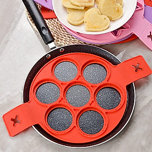 Nonstick Pancake Molds Ring Silicone Fried Egg Mould Reusable Pancake Maker Egg Ring Kitchen Cooking Baking Tools (Round Shape)