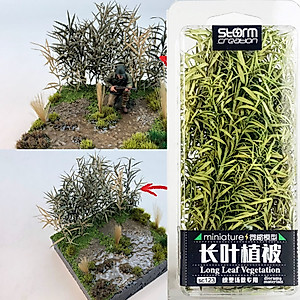 Cayway 2 Pack Static Grass Tuft, 2 Color Model Grass Tufts Railway Artificial Grass Long Shrub Vegetation Groups for DIY Architecture Building Model Railway Train Diorama Garden Scenery