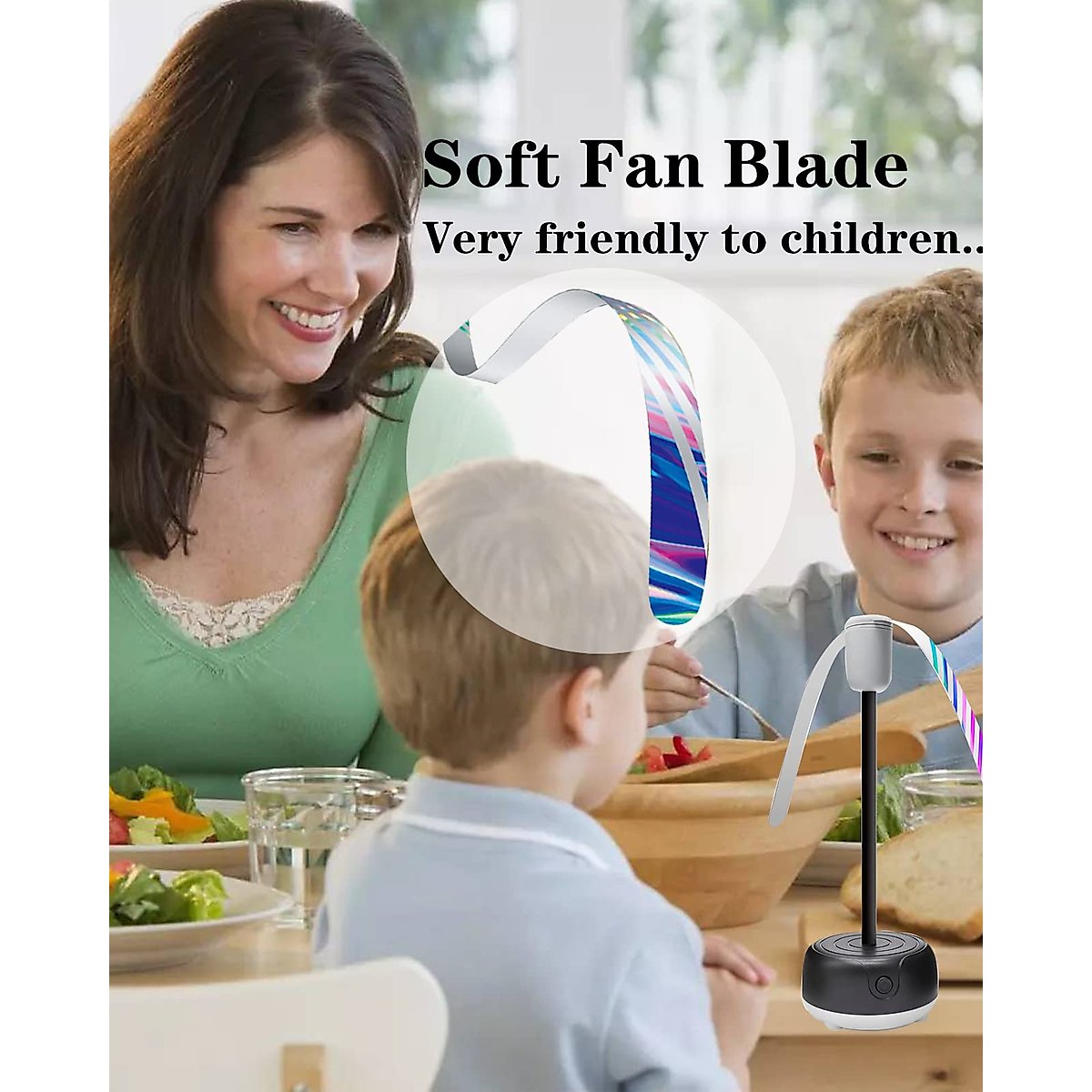 WFFOIFL Fly Fans for Tables, Adjustable Angle Battery-Powered Bug Fan, Purely Physical Fly Fan, Portable Table Fans for Flies（3pack）