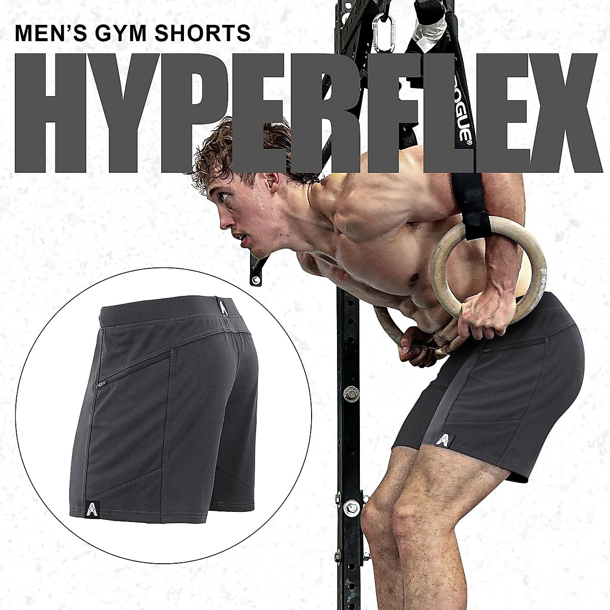 Anthem Athletics Hyperflex 5 Inch Men's Workout Shorts - Zipper Pocket Short for Running, Athletic & Gym Training - Volcanic Black G2 - Large