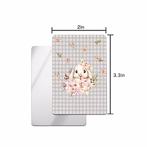 Carosoffe Easter Small Compact Mirror for Purse, Bunny Spring Flowers Retro Burlap Blue Plaid Travel Makeup Mirror for Women Men, Rectangular Handheld Compact Pocket Mirror 4 PCS