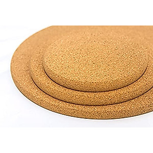 vboer Cork Trivets for Hot Dishes - 6, 9, 12 Inch Diameter, 0.6 Inch Extra Thick, Set of 3 -, Plant Coasters, Hot Pads for Kitchen Pots, Pans, Kettle, Round Placemats