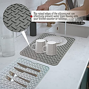 Liseternal Silicone Dish Drying Matt for Kitchen Counter,Bottle Drying Mat,Kitchen Counter Pad,Small Dish Drainer,Non-slip Coffee Mat,Heat Resistant Mat for Dining Table,12*12 inches.