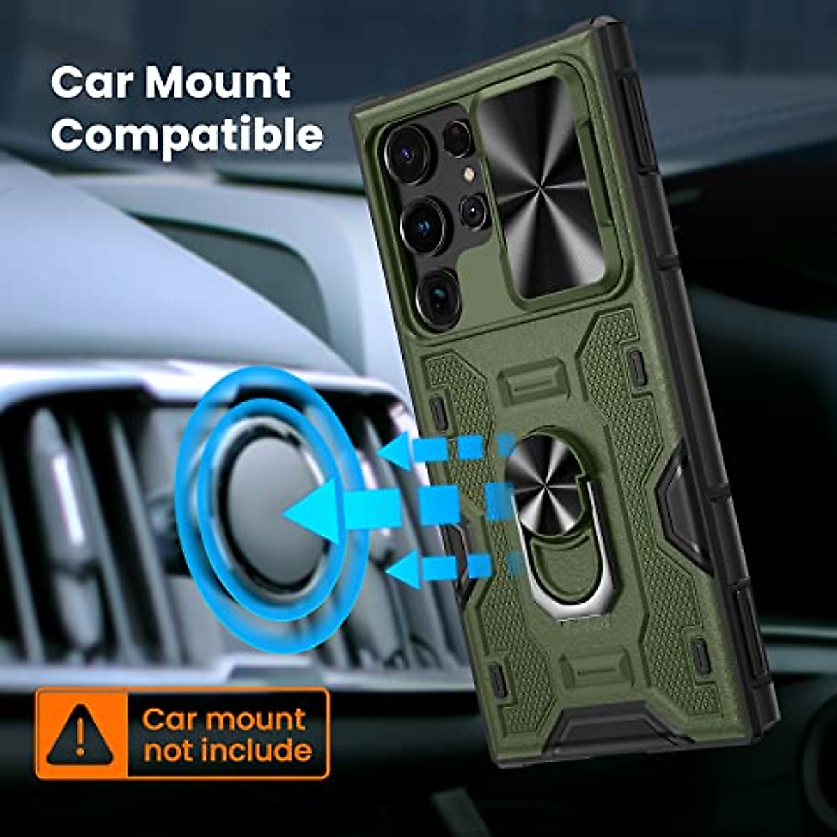 VEGO for Samsung Galaxy S23 Ultra Case, Galaxy S23 Ultra Case with Stand & Slide Camera Cover, Soft Microfiber Lining Sponge Cushion Bumper Kickstand Phone Case for Samsung S23 Ultra 6.8" 2023 - Green