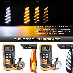 [Sequential Turn Signal] VIPMOTOZ Switchback Full LED Smoke Side Marker Light Lamp Assembly Replacement Pair For 2003-2007 Ford F250 F350 Super Duty Pickup Truck Towing Mirror
