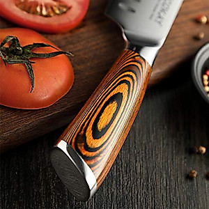 Ytuomzi Santoku Knife - 7" Kitchen Knife Ultra Sharp Asian Knife Japanese Chef Knife - Vegetable Knife Cutlery - Hollow Ground German Steel Blade - Pakkawood Handle