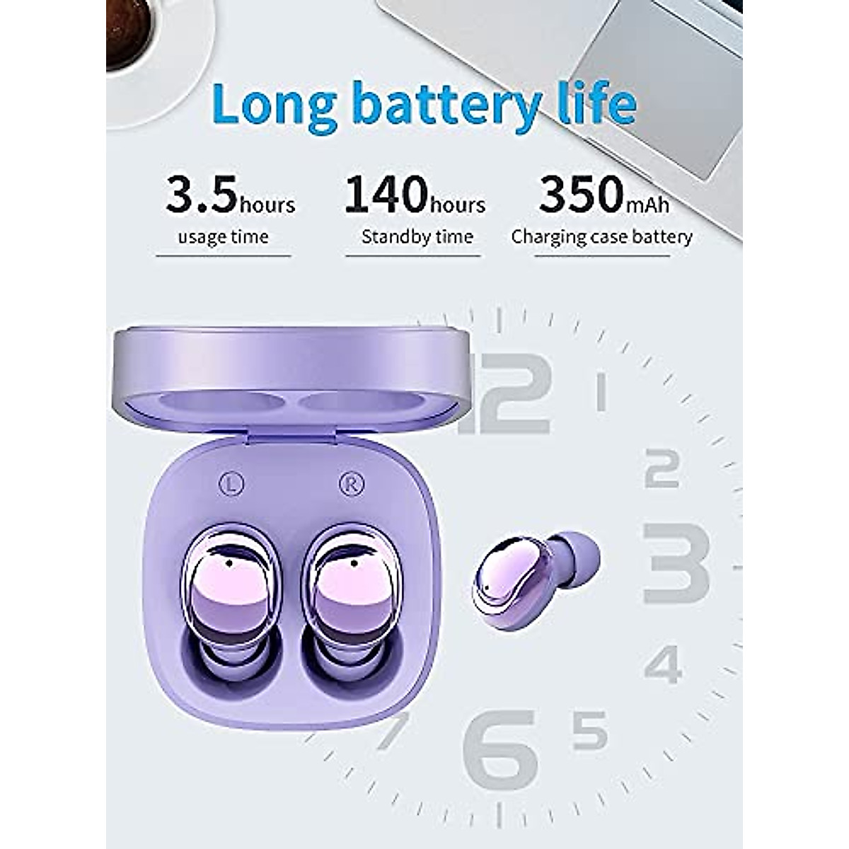 Kenayo Wireless Earbuds Pro 2022 for Android, iOS, Laptop, Tablet with Bluetooth with Charging Case Touch Control Sound with Deep Bass Auto Pairing Headphones for Sports, Travel & Gym (Purple)