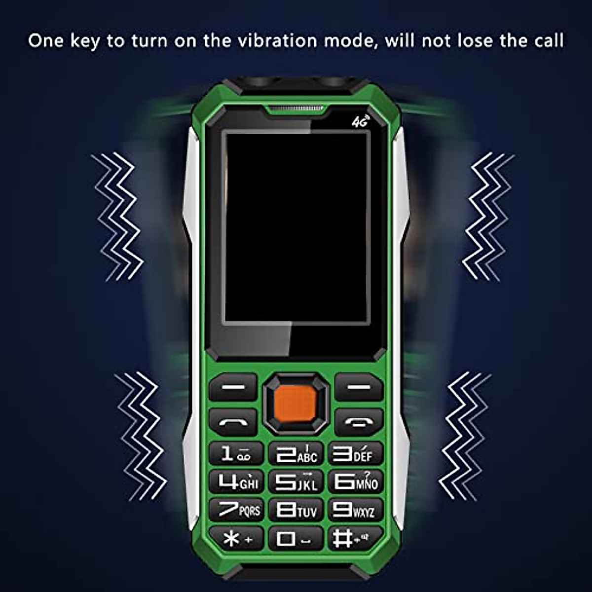 2G Seniors Cell Phone, Feature Phone Unlocked Rugged Phone, Dual SIM, 6800mAh Long Battery Life, 2.4in HD Screen, LED Flashlight, Big Button Loud Speaker, Cell Phone for Outdoor Hiking Travel(Green)