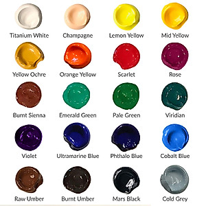 Craft Paint Acrylic Premium Acrylic Paint Set 20 Colors Paint Acrylic | Canvas Paint Ceramic Outdoor Wood Clay Glass Rock Painting 2oz 60ml Bottles for Adults Artists Beginners and Kids Art Supplies