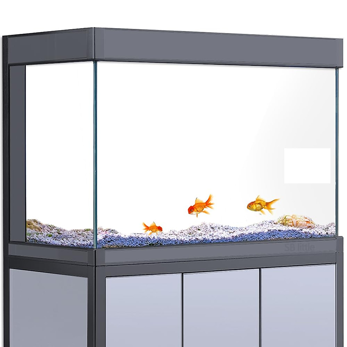 SB little Aquarium Background Sticker Decoration for 20-30 Gallon Fish Tanks, Black Blue White (17x34in / 43x87cm) (Black)