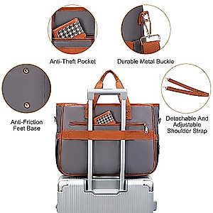 InduSKY Tote Bag for Women, Work Tote Bag for Women Teacher Nurse, 15.6 Inch Laptop Tote Bags Casual Handbag Shoulder Bag with Portable Clutch Purse for Travel Work