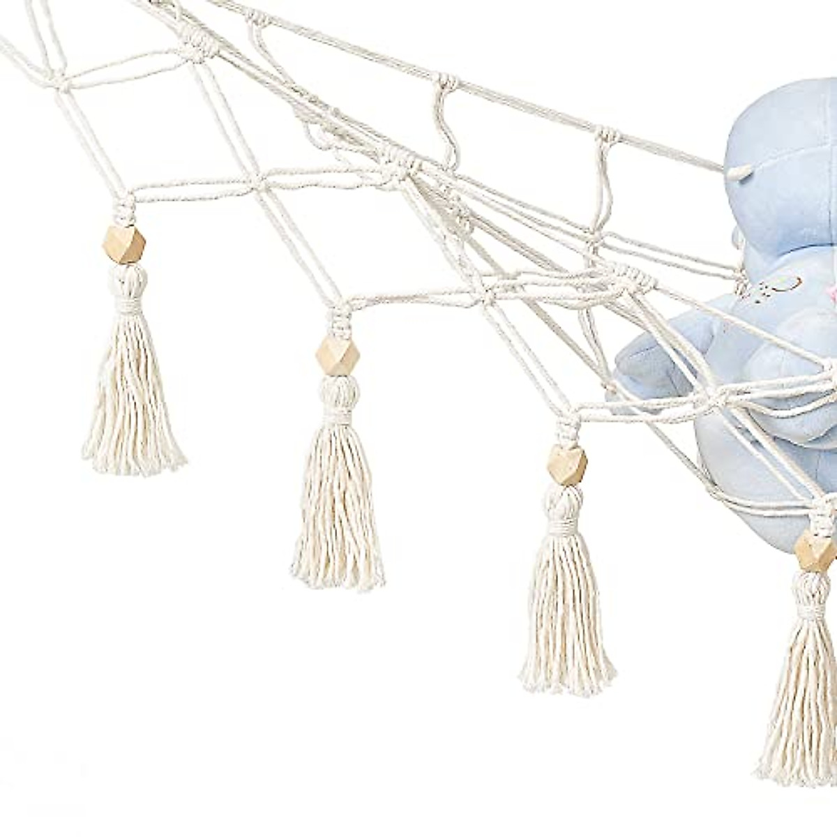 Dahey Stuffed Animal Storage Net Hammock and Macrame Hanging Shelf for Nursery Bedroom Bathroom Living Room Dorm Room