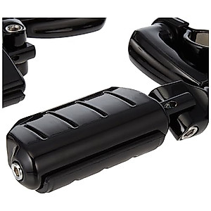 Kuryakyn 7599 Motorcycle Foot Controls: Longhorn Offset Trident Dually Highway Pegs with Magnum Quick Clamps for 1-1/4" Engine Guards/Tubing, Gloss Black, 1 Pair