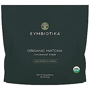 CYMBIOTIKA Japanese Organic Matcha Green Tea Powder, Gluten Free & Vegan Authentic Ceremonial Grade Matcha Mix for Natural Energy Antioxidants, Focus, Anti Aging & Metabolism Support, 30 Servings