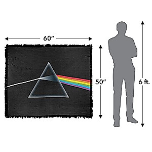 LOGOVISION Pink Floyd Blanket, 50"x60" Dark Side of The Moon Woven Tapestry Cotton Blend Fringed Throw