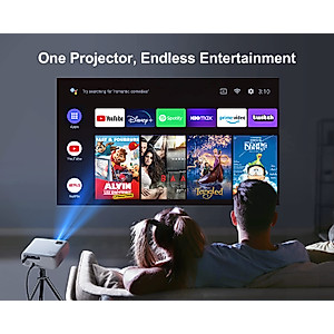 5G WiFi Bluetooth Projector 4K Support, 460 ANSI Native 1080P WIMIUS W6 Outdoor Movie Projector with 300" Display, 4P/4D Keystone, 50% Zoom, Video Projector Compatible iOS/Android/TV Stick/PS4/PPT