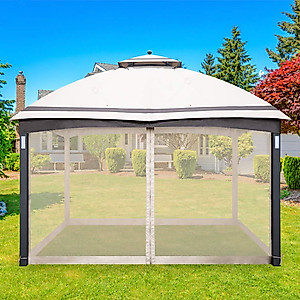EasyLee Gazebo 10x10 Replacement Mosquito Netting, 4-Panel Screen Walls for Outdoor Patio with Zipper, Universal Mosquito Net for Tent Only (Beige)