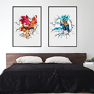 2 Pcs Large Anime Wall Decal Realistic 3D Comics Poster Decals Vinyl Wallpaper Kids'bedroom Living Room Playroom Nursery Wall Decor Gift Supplies(15.7“x35.4")