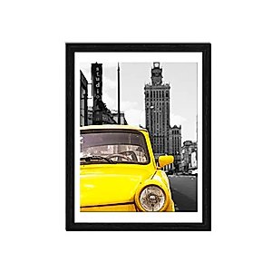 Emeyart 12x16 Picture Frames to Display 11x14 Documents with Mats Black Real Wood Photo Frames Wall Art Decorative for Living Room and Office Wall Decor