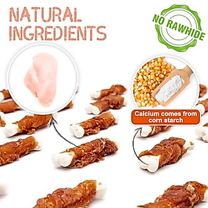 MON2SUN Dog Treats, Chicken Wrapped Calcium Dog Bones Without Rawhide, 2.3 Inch Training Treats for Teeth Cleaning and Fresh Breath, Dog Chews for Puppy and Small Dogs (28 Count - Pack of 1)