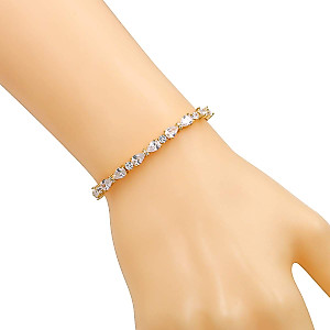 WeimanJewelry Real Gold Plated Adjustable Teardrop and Round cut CZ Cubic Zirconia Bridal Chain Bracelet for Women (Gold)