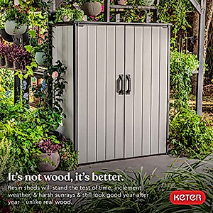 Keter Premier Tall Resin Outdoor Storage Shed for Patio Furniture, Pool Accessories, and Bikes