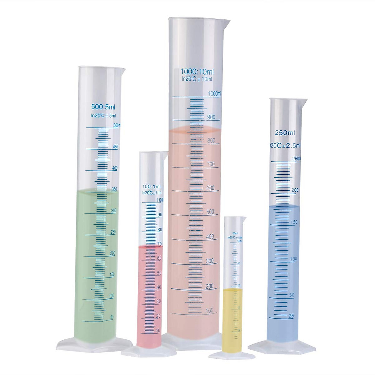 Glass Measuring Cup 5Pack Measuring Cylinder Graduated Cylinder 100ml 2 500ml 1000ml for Science Projects, Pour Spout Measuring Cup
