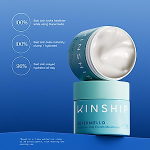 Kinship Supermello Hyaluronic Gel Cream Moisturizer – Nourish + Soothe Dry Sensitive Skin – Lightweight, Hydrating Face Lotion – Plump + Smooth – Reduce Redness – Daily Use Clean Skin Care (1.75 oz)